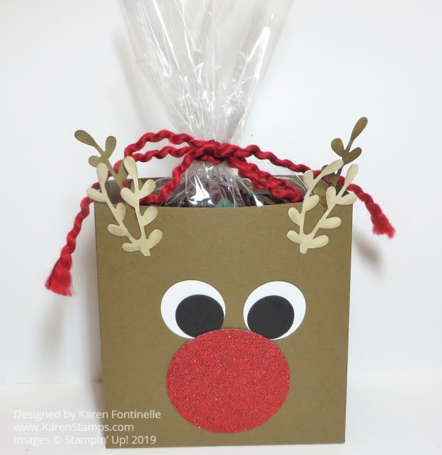 Easy Rudolph the Red-Nose Reindeer Gift Bag | Stamping With Karen