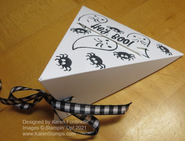 Triangle Halloween Treat Box WIth Ghosts | Stamping With Karen