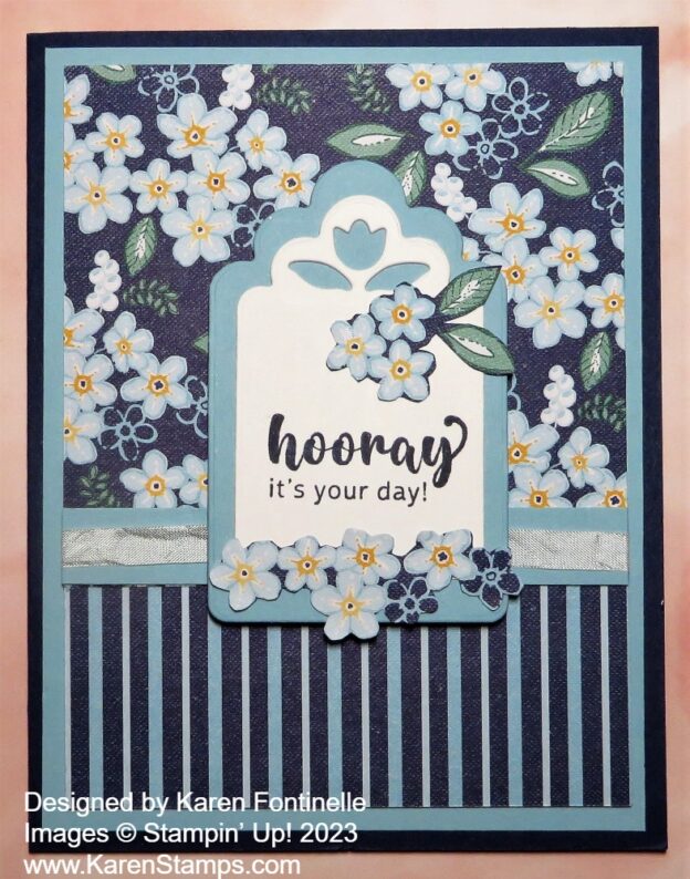Regency Park Blue Floral Hooray Card | Stamping With Karen
